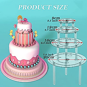 Cake tier stacking kit - 20 Pieces White Plastic Cake Sticks Support Rods with 4 Pieces Cake Separator Plates for 4, 6, 8, 10 Inch Cakes and 12 Pieces Clear Cake Stacking Dowels for Tiered Cakes