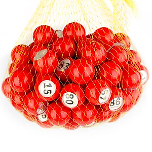 Regal Games - Raffle Balls - Premium Red Calling Balls with Easy Read Window - 7/8 (0.875) in - Numbers 1-100 - for Large Group Games, Game Night, & Recreational Activities