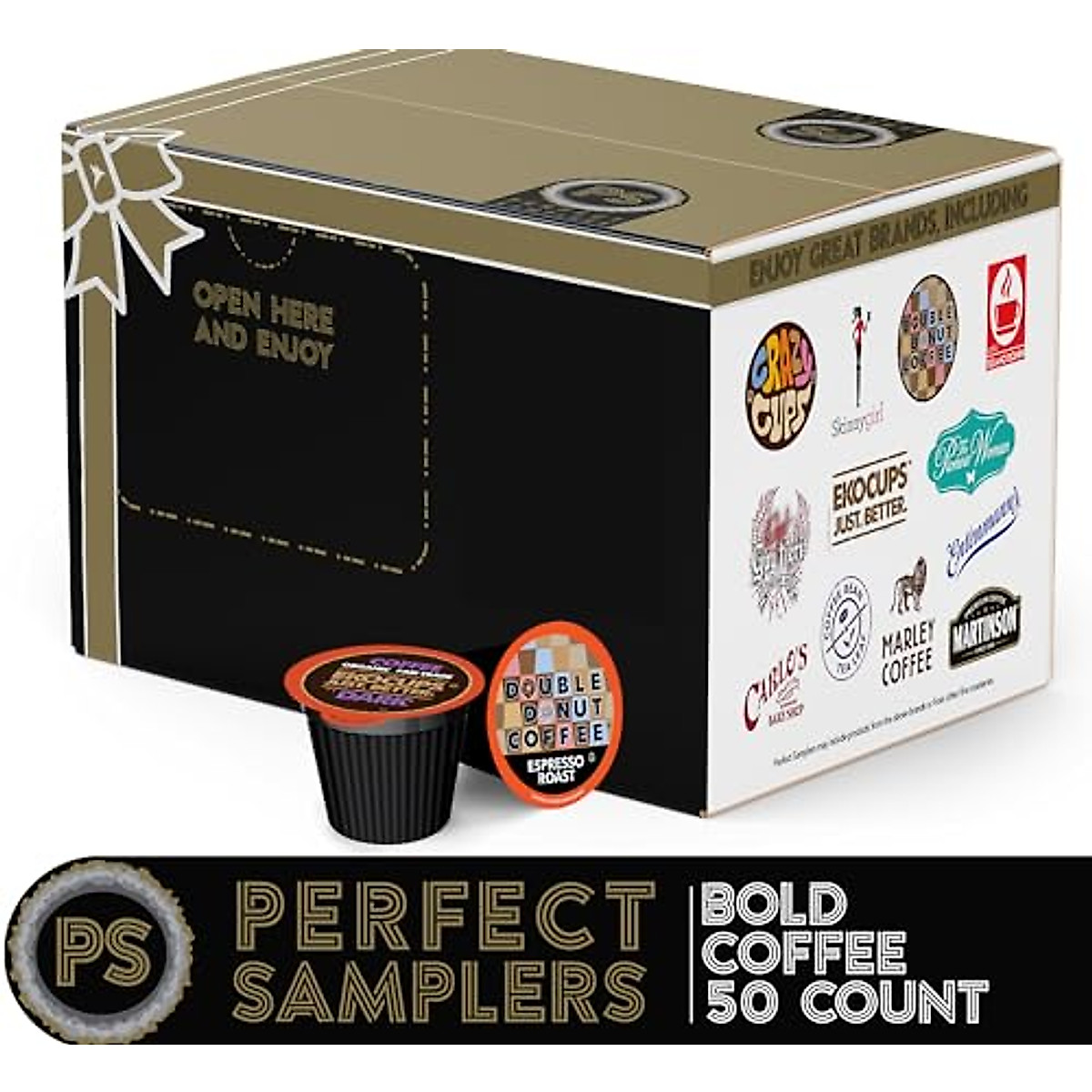 Perfect Samplers Dark Roast and Flavors Single Serve Coffee Pods for Keurig K Cup Machines, Bold Lover's Select, 50 Count