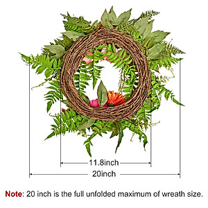 20 Inch Spring Wreath for Front Door Handmade Artificial Flowers Wreath Spring Garland for Front Door Garden Home Decor