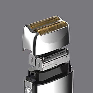 KEMEI Electric Razors for Men, Professional Cordless All Metal Electric Razor, Lithium Titanium Razors, USB Rechargeable Facial Beard Trimmer (TX1 Silver)