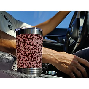 LaserGram 20oz Vacuum Insulated Tumbler Mug, Flamingo, Personalized Engraving Included (Faux Leather, Football Style)