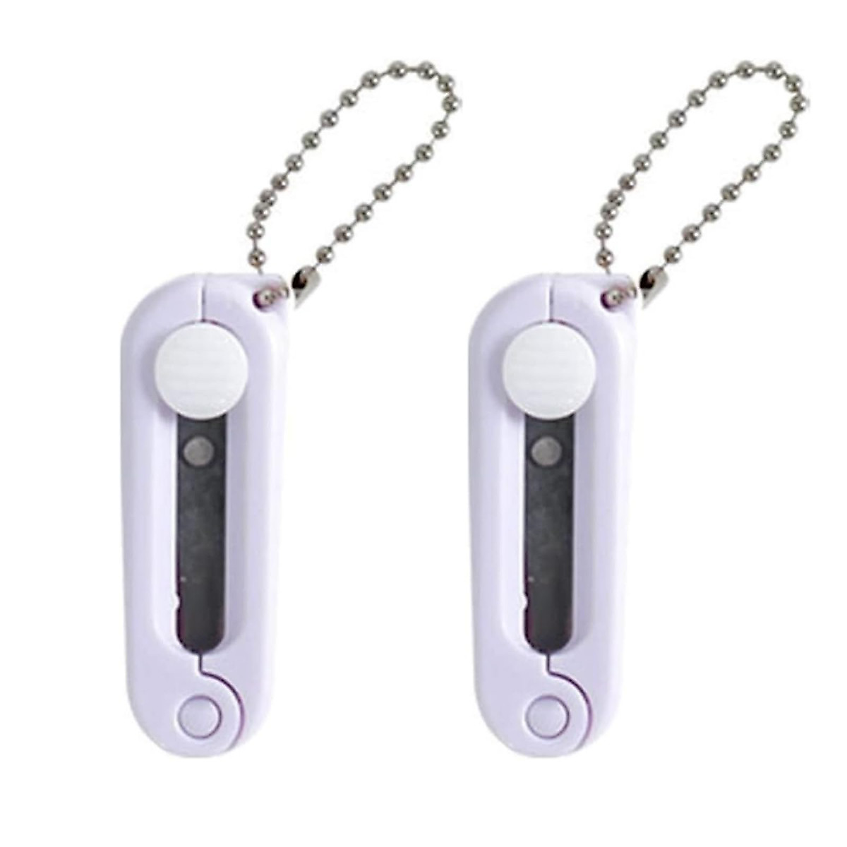 2pcs White Folding Scissors Foldable Funny Telescopic Cutter Pocket Portable Suspend Travel Scissors Crafting, Mini Scissor Scrap booking, Sewing with Key chain for Cutting, Scissors