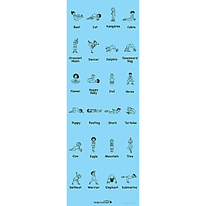 Really Good Stuff Kids Yoga Mat with 24 Illustrated Poses – Safe, Zero-Phthalate – 5mm Thick, Non-Slip, Soft Exercise Mat for Kids, Teens, Toddlers (68” x 24”) Perfect For Home And Classroom