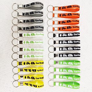ATSMOICY 24 Garbage Truck Themed Party Silicone Bulk Keychian/Keyrings - Rubbish truck Themed Baby Shower Birthday Waste Management Recycling Party Supplies Decorations Favors Rubber Keychian