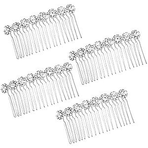 Lusofie Rhinestone Hair Accessories: 4Pcs Bridal Hair Pieces with Crystal Silver Combs, Side Clips for Wedding