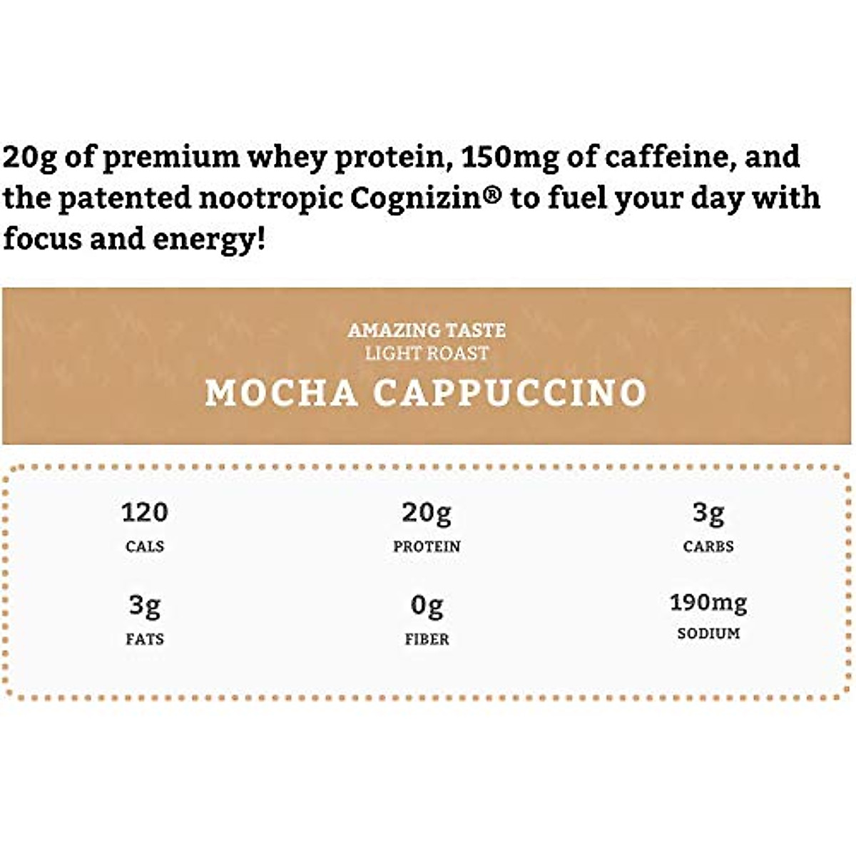 ICON Meals Protein Coffee, Premium Whey Protein, 150mg of Caffeine, Nootropic Blend, Gluten-Free & Non-GMO, Energy and Focus, Keto Friendly, Low Carb, High Protein (Mocha Cappuccino)