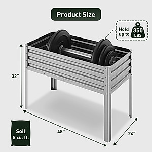 mestyl Galvanized Raised Garden Bed Outdoor for Vegetables Flowers Herb, 48 X 24 X 32in Elevated Metal Planter with Legs, Metal Garden Box for Gardening Backyard, Easy Assembly, Silver
