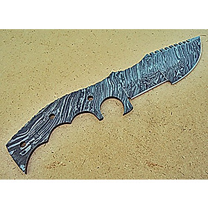 Poshland BB-17 Handmade Damascus Steel Blank Blade Full Tang Tracker Knife