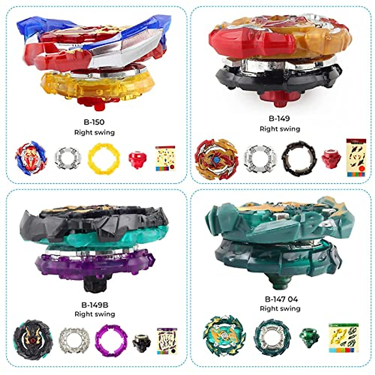 JIMI Bey Battling Top Stadium Blade Battle Set, 12 Burst Spinning Tops 3 Launchers Grip 1 Arena Combat Game, Toy Gift for Kids Boys Ages 6+