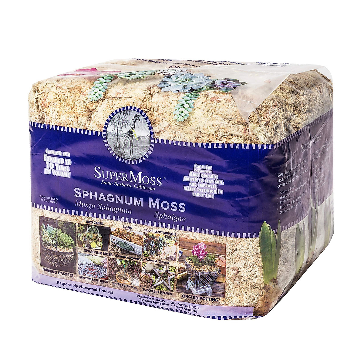 SuperMoss (22325) Orchid Sphagnum Moss Dried, Natural, 1 Pound Mini Bale