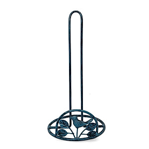 Cast Iron Bird & Tree Scroll Paper Towel Holder, Turquoise