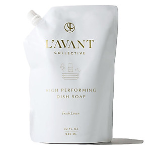 L'AVANT Collective High Performing Dish Soap Refill | Plant-Based Ingredients & High Performing Formula | Fresh Linen Scent | 32 FL oz/946 mL