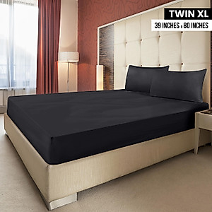 Utopia Bedding Twin XL Fitted Sheets - Bulk Pack of 2 Bottom Sheets - Soft Brushed Microfiber - Deep Pockets - Shrinkage & Fade Resistant - Easy Care (Twin XL, Black)