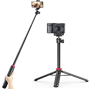 ULANZI MT-44 Extendable Phone Tripod, 59" Selfie Stick Phone Vlog Tripod Stand with 2 in 1 Phone Clip, 360° Ball Head Camera Tripod for iPhone Sony Canon Action Camera, Lightweight for Travel
