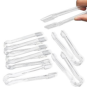 8 Pcs Plastic Buffet Serving Tongs, Clear Kitchen Tongs 6.3 Inch Small Ice Tongs for Tea and Coffee Party Catering Appetizers Salad Desserts Sandwich