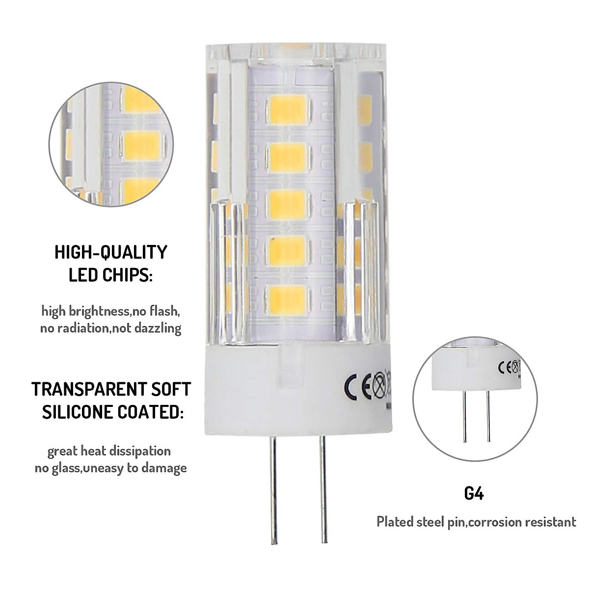 Lumina Lighting® G4 3W LED Bulb (10 Pack) 3W Bi-Pin LED Light Bulb Landscape Light Bulb, NonDimmable, Shatterproof, Dustproof - AC/DC 12 Volt 3000K Warm White, 270 Lumens | G4 3W LED