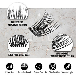 VIAVOGUE Lash Clusters, 120 Eyelash Extension Clusters, Reusable Wispy Volume Natural Look Soft and Lightweight Individual Lashes, Apply the Cluster Lashes Underneath Natural Lashes (Volume Mix)