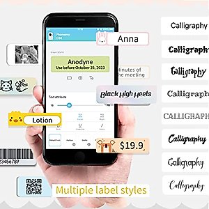 Memoking Label Maker Machine with Tape D30 Small Portable Inkless Handheld USB Label Printer for Clear Label, Document, Kitchen, Compatible with Smartphone and Tablet, with 12x40mm Label, White