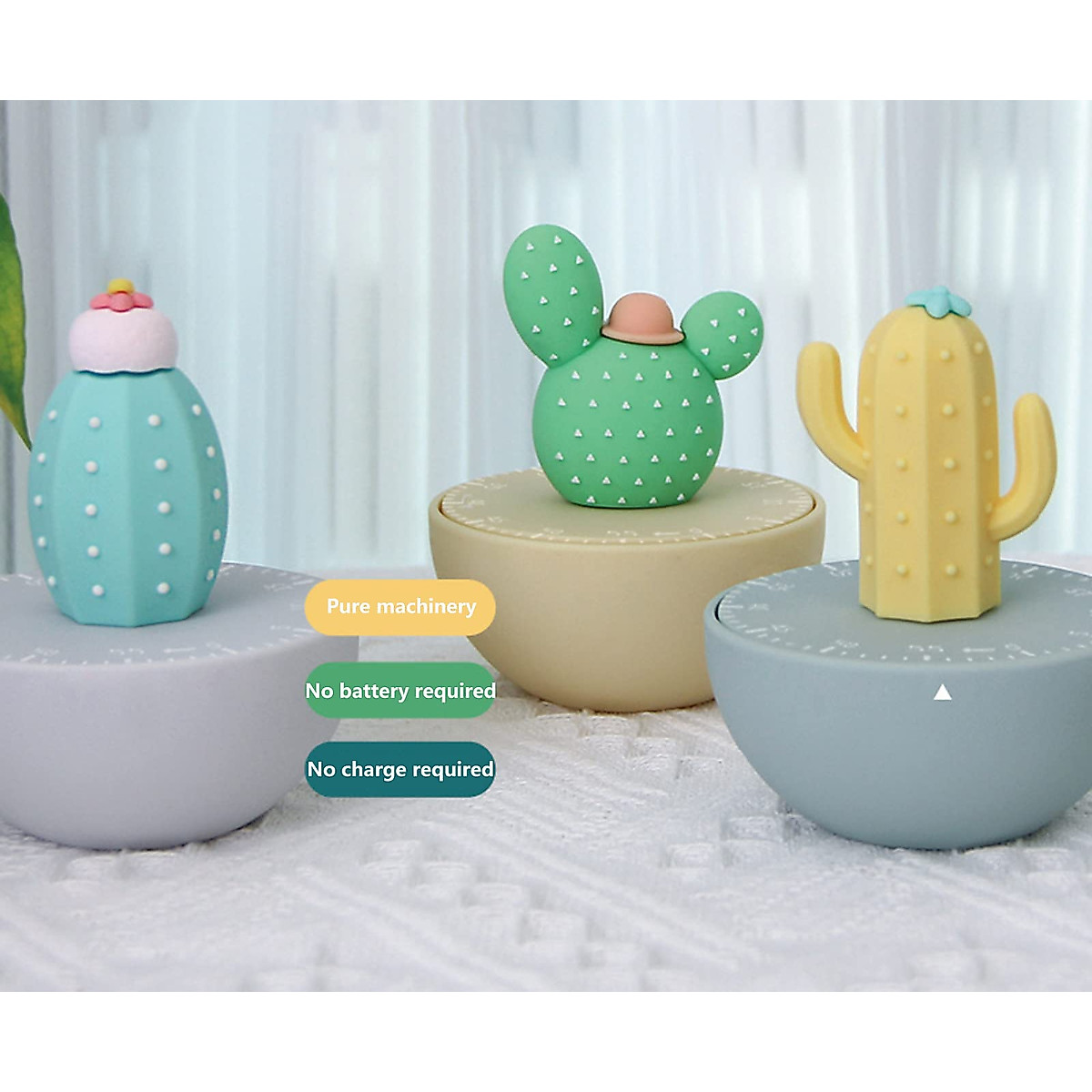 Ranvi Cute Cactus Shaped Time Manager 60 Minutes Mechanical Timer Kitchen Cooking Timer(Blue)