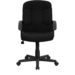 Flash Furniture Mid-Back Black Fabric Executive Swivel Office Chair with Nylon Arms