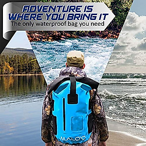 Malo’o Waterproof Heavy Duty Backpack - 30L - Roll-Top Dry Bag - Beach Bag - Backpacking Bag - Fishing Bag-Kayaking Bag