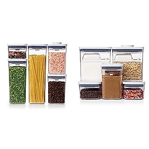 OXO Good Grips 5-Piece POP Container Set & Good Grips 8-Piece Baking Essentials POP Container Set, White