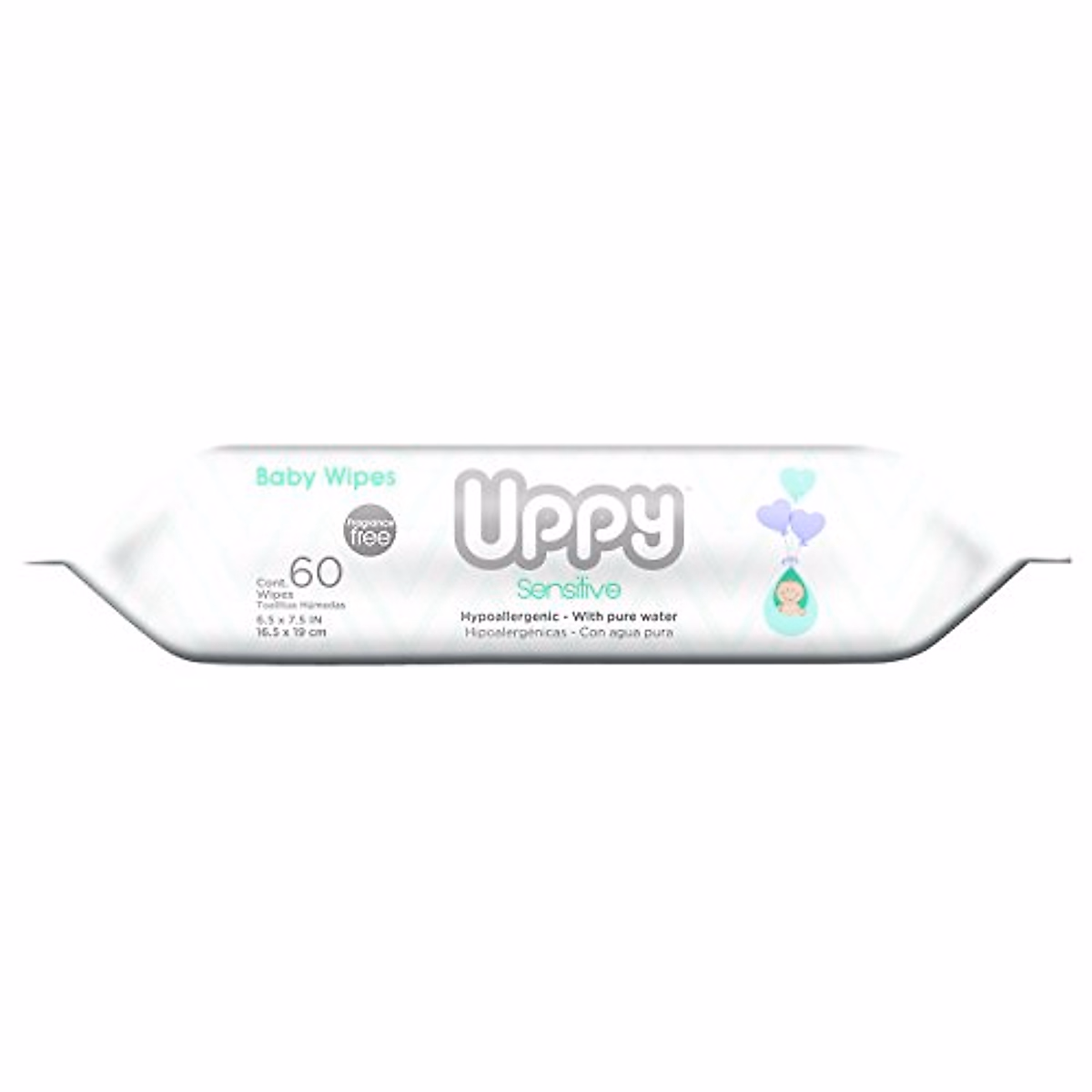UPPY Sensitive Baby Wipes – Ideal for Diaper Bag and Traveling. Made With Purified Water. Pleasant Shea Butter Scent. Soft Cloth. Hypoallergenic. Fresh and Clean. Disp Pk 72 ct.