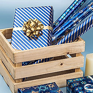 MAYPLUSS Wrapping Paper Roll - Mini Roll - 17 inch X 120 inch Per roll - 3 Different Hanukkah Design (42.3 sq.ft.ttl)