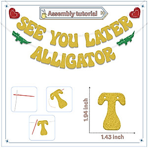 KEWUFD See You Later Alligator Banner, I'm Retired Ask Someone Else Funny Decoration Supplies for Goodbye/Retirement/Farwell/Graduation Party Gold Glitter