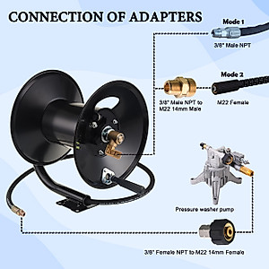 M MINGLE Pressure Washer Hose 50 FT x 1/4", High Pressure Washer Hose Reel 150ft