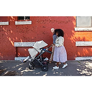 Vista V2 Stroller -Anthony (White & Grey Chenille/Carbon/Chestnut Leather) + Upper Adapters + RumbleSeat V2 - Anthony (White & Grey Chenille/Carbon/Chestnut Leather)