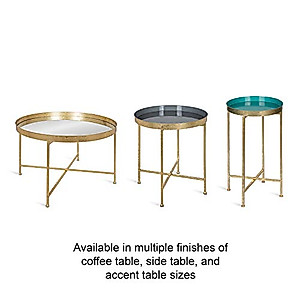 Kate and Laurel Celia Modern Glam Round Metal Coffee Table, 28.25" x 28.25" x 19", White and Gold Leaf, Chic Sophisticated Accent Table