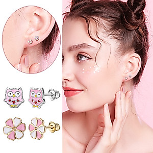 BESTEEL 63 Pairs Cute Stud Earrings for Women Sensitive Ears Studs Set With Stainless Steel Post Candy Flower Heart Animal Earrings in Vivid Colors and Multi-styles