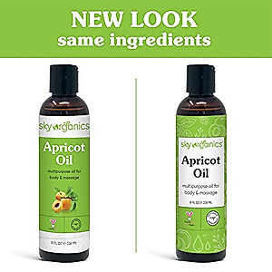 Sky Organics Apricot Oil for Body, 100% Pure & Cold-Pressed to Moisturize, Soften & Nourish, 8 fl. Oz