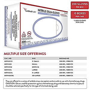 Cardinal Health FLEXAL Medical Nitrile Gloves - Large 4.0 Non-Sterile Chemo Rated - Cornflower Blue - 200/Box CT