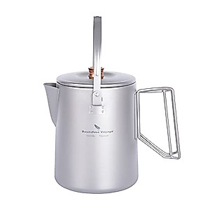 Boundless Voyage Titanium Camping Coffee Pot 1.5L Barista Kettle Coffee Maker Outdoor Traveling Campfire Stovetop Fast Brew Kettle, Capacity 50 Fl.Oz