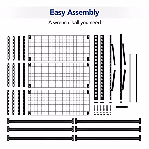 FLEXIMOUNTS Garage Shelving, 3-Tier Adjustable Shelf, 4650 lbs Weight Capacity Storage Rack, 2 x 4 ft, Heavy Duty Industrial Metal Shelving