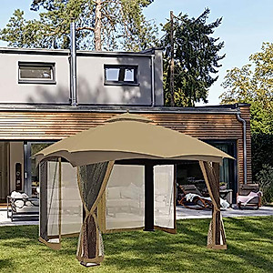 CoastShade Universal Replacement Canopy Mosquito Netting Screen Sidewalls Height 7FT for 8x8 or 10x10 or 10x12 Gazebo Canopy,Beige