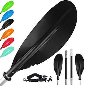 Kayak Paddles Adjustable 88in 4 Piece Kayak Oars Boat Paddles for Adults with Paddle Leash, Canoe Paddles for Kayaking Rafting Jet Ski Canoe Outdoor Kayak Water Sports and Safety Boat Accessories