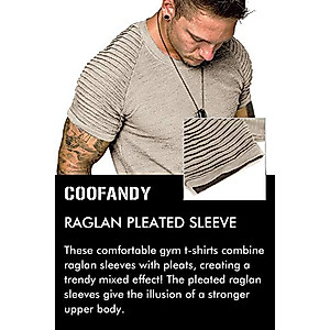 COOFANDY Mens Stylish Gym Tee Fashion Workout Muscle Shirt Khaki M
