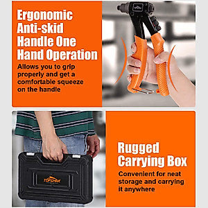 TOPSHAK Rivet Gun, RG1 Manual Rivet Gun Kit with 80 Free Aluminum Rivets, Hand Riveter Single Rivet Tool,Manual Short-inch Rivet Tool, Stainless Steel Rivet Machine