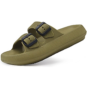 Weweya Men Women Bathroom Shower Slipper Indoor Home Beach Quick Drying Pillow Slipper Green Men Size 10 10.5 Women Size 11 11.5