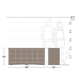 Prepac Shoe Storage Cubbie Bench, 16"D x 48"W x 24"H, Black