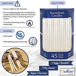 Premium Dripless Hanukkah Candles Thin Tapered Deluxe Pearl Candle Set of 45 Ultimate Elegance Chanukah Menorah Candles by Aviv Judaica Product of Turkey