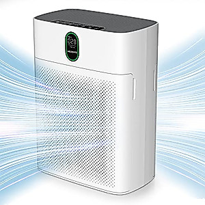 Air Purifiers for Home Large Room Up to 1076 Sq Ft with Air Quality Sensor, MORENTO H13 True HEPA Filter Remove 99.97% of Pet Hair with Double-sided Air Inlet, 24dB for Bedroom, PM 2.5 Display, White