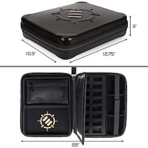 ENHANCE DnD Binder - Collector's Edition RPG Organizer Case with Built-in Character Sheet Holder and Erasable Scribe Panel, Dice Rolling Area, Removable Pen Pouch, Miniature Foam Tray (Dragon Black)