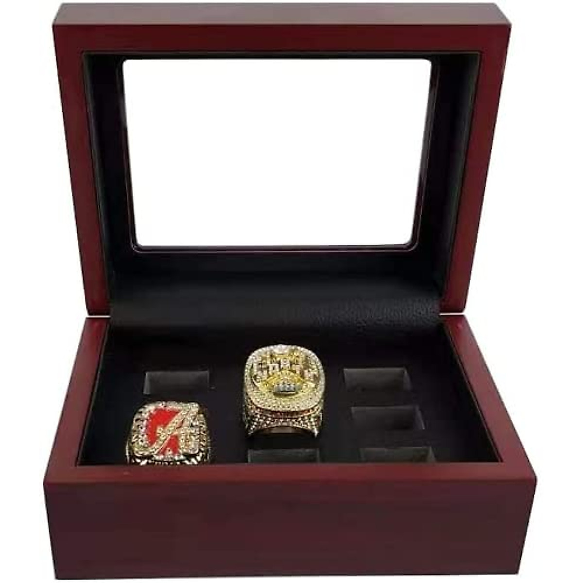 GFZYLQ Ring holder box Wooden Championship Storage Box BaseballCase jewelry organizer travel (9 holes)