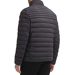 Calvin Klein Men's Lightweight Water Resistant Packable Down Puffer Jacket (Standard and Big & Tall), Iron, Small