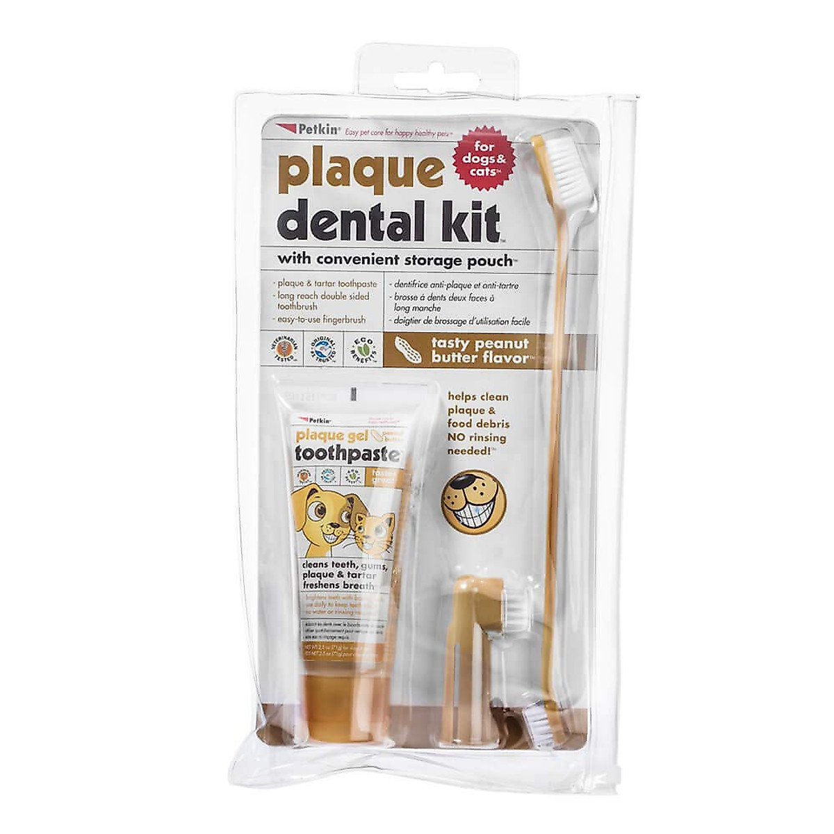 Petkin Plaque Dental Kit - Peanut Butter